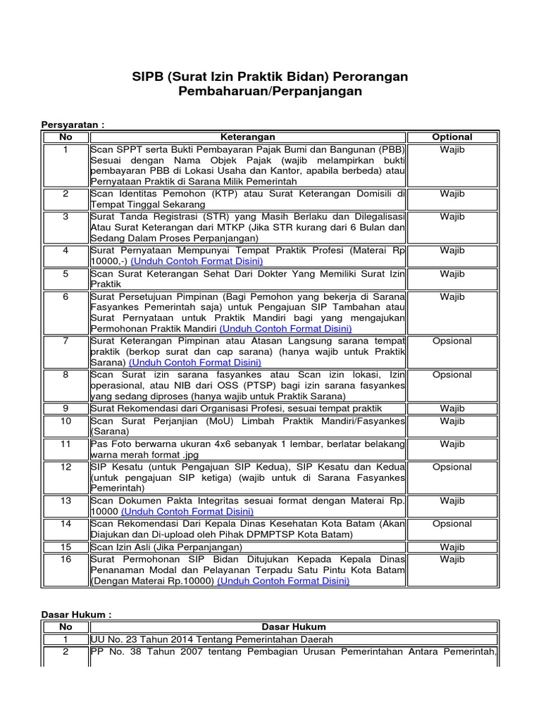 Syarat Perpanjangan SIPB Bidan 2025 | PDF