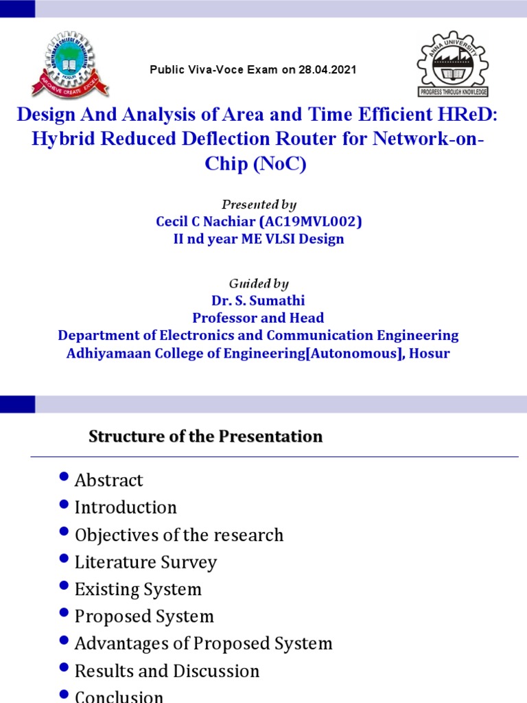 Design and Analysis of Area and Time Efficient Hred: Hybrid Reduced Deflection Router For ...