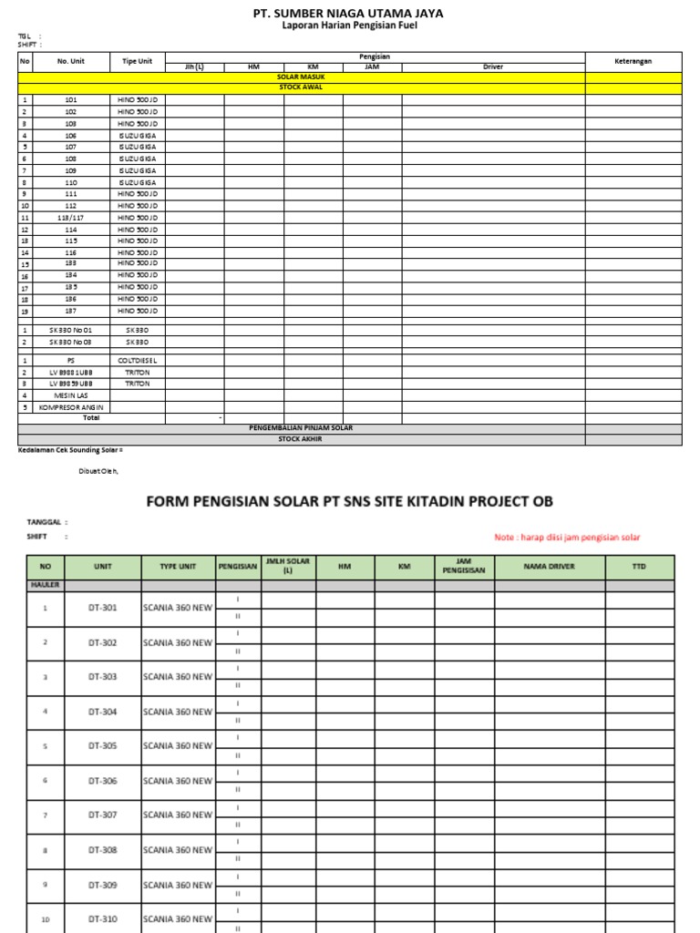 Form Pengisian Solar NEW | PDF