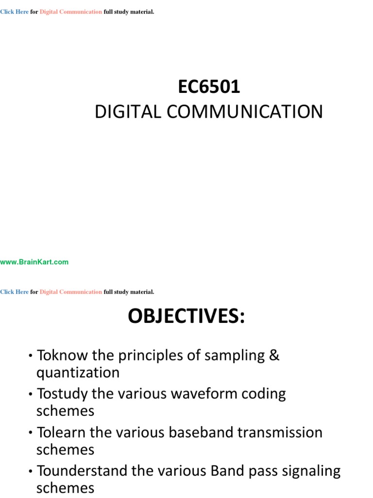 222 - EC8501, EC6501 Digital Communication - Notes 1 | PDF | Sampling ...