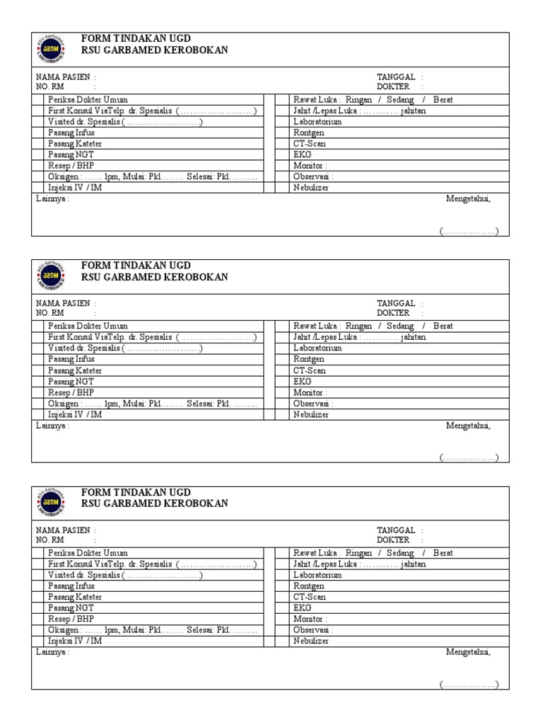 Form Tindakan Ugd | PDF | Sains & Matematika