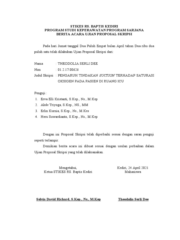 Berita Acara Revisi Sidang Theodolia Serli Dee | PDF