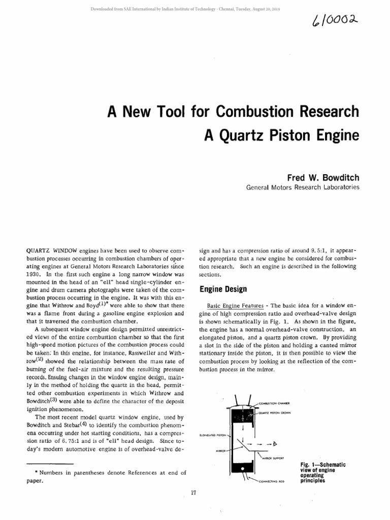 3.a New Tool For Combustion Research | PDF | Piston | Engines