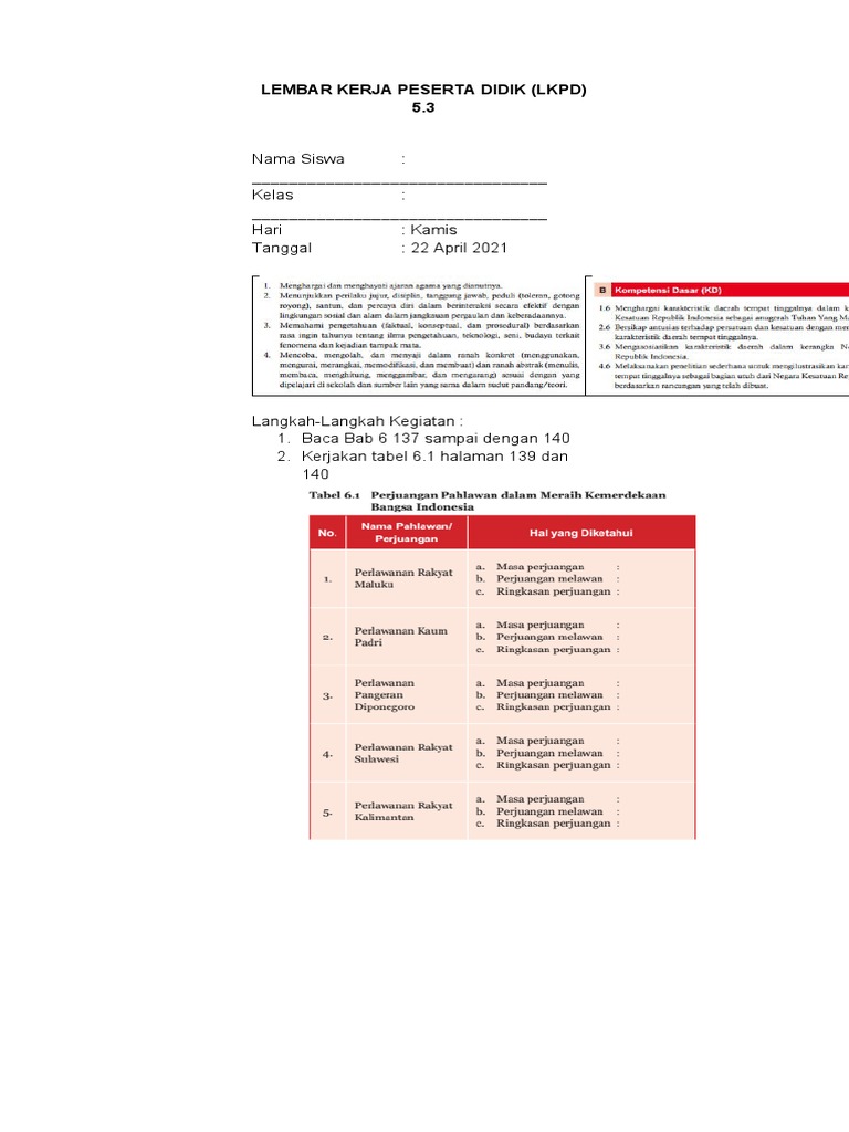 PKN Kelas 7 LKPD 6.1 | PDF