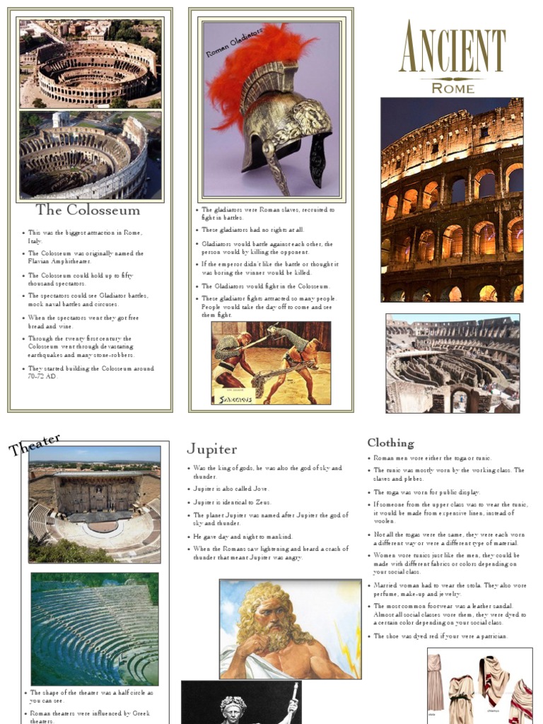 Ancient Rome Brochure | PDF | Jupiter (Mythology) | Gladiator