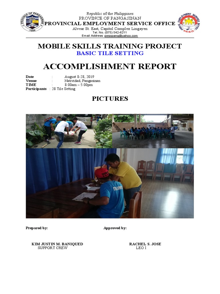 Accomplishment Report: Mobile Skills Training Project | PDF