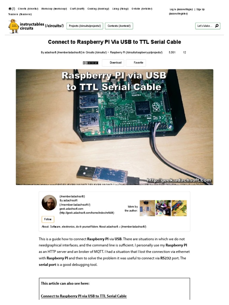 Connect To Raspberry PI Via USB To TTL Serial Cable - 4 Steps ...