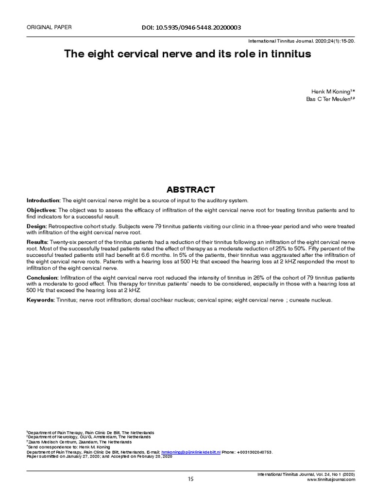 The Eight Cervical Nerves and Its Role in Tinnitus | PDF | Tinnitus ...