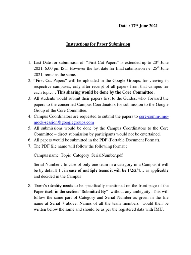 Instructions For Paper Submission 17th June 2021 | PDF | Computing ...