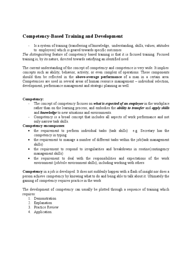 Competency-Based Training and Development | PDF | Competence (Human ...