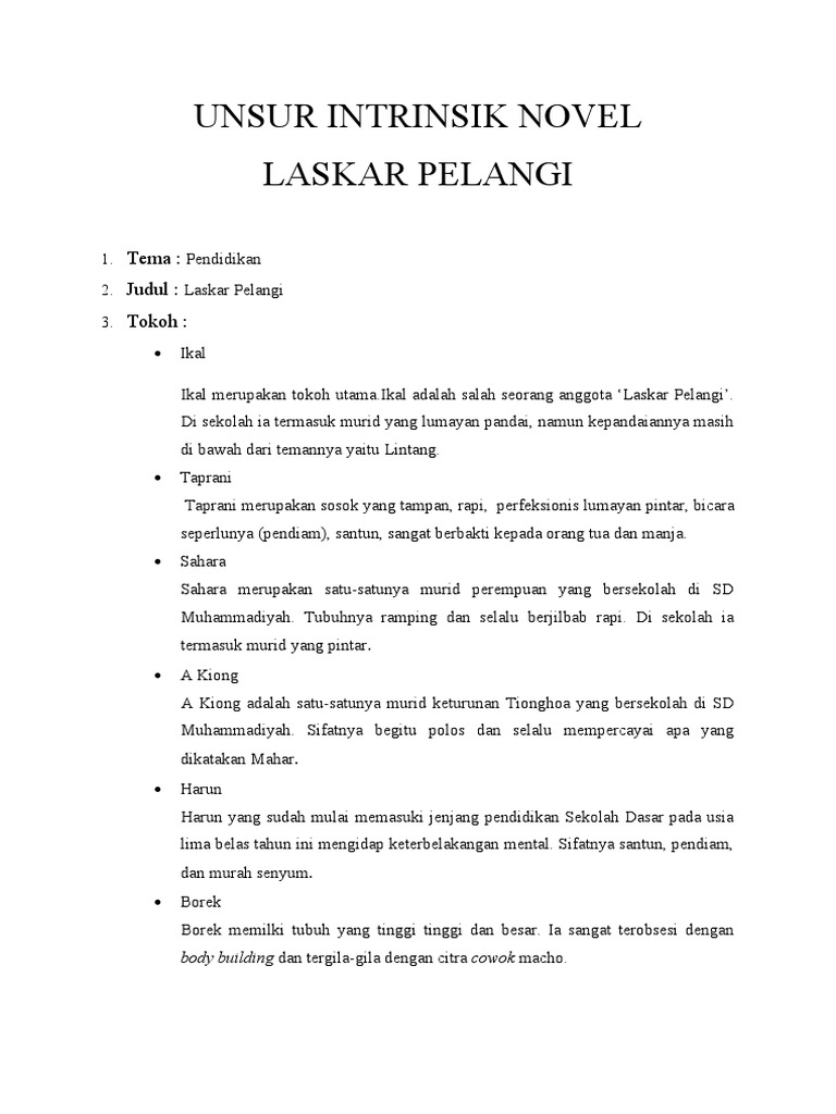 Unsur Intrinsik Novel | PDF