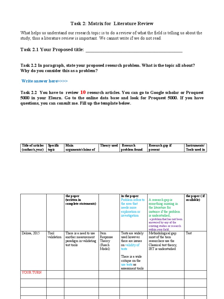 Activity 1-Matrix For Literature Review | PDF | Science | Methodology