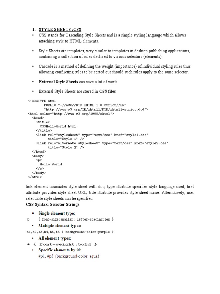 Style Sheets | PDF | Xml | Cascading Style Sheets