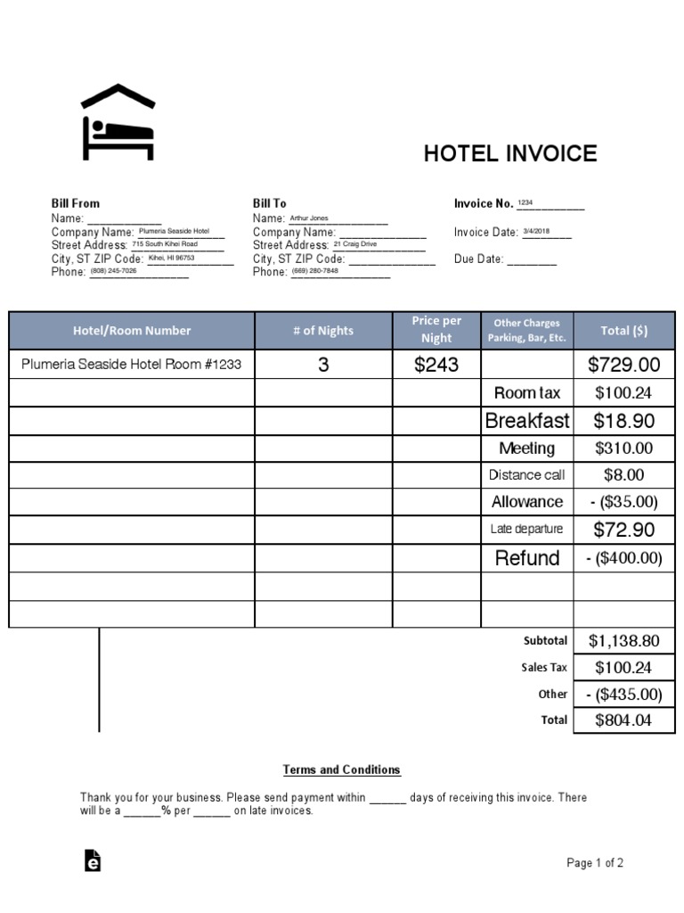 Host: Hotel Invoice Worksheet | PDF | Credit Card | Payments