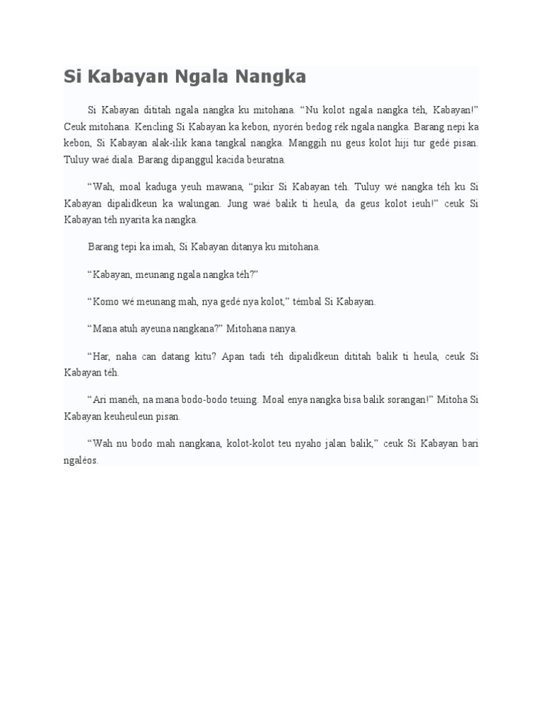 Dongeng Si Kabayan Ngala Nangka | PDF