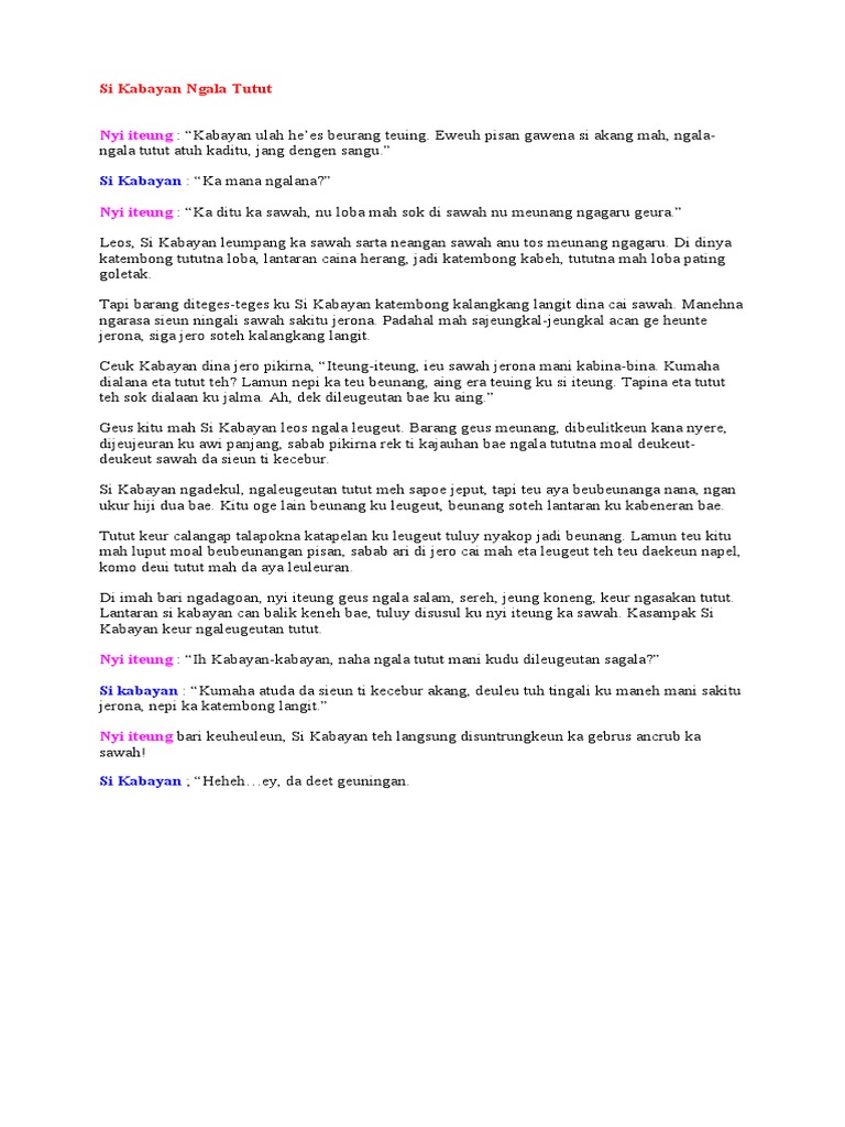 Dongeng Kabayan | PDF | Griya & Taman | Puisi