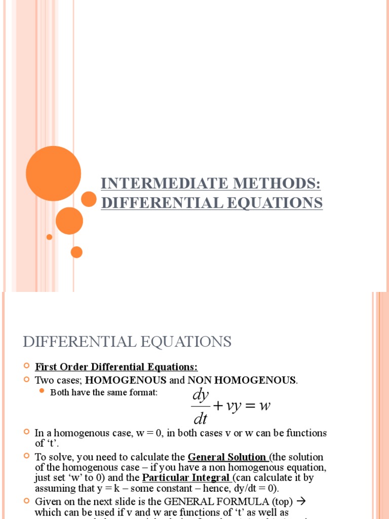 Intermediate Methods: Differential Equations | PDF | Equations | Mathematical Concepts
