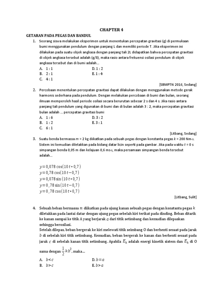 Chapter 4 PR Fisika Utbk | PDF