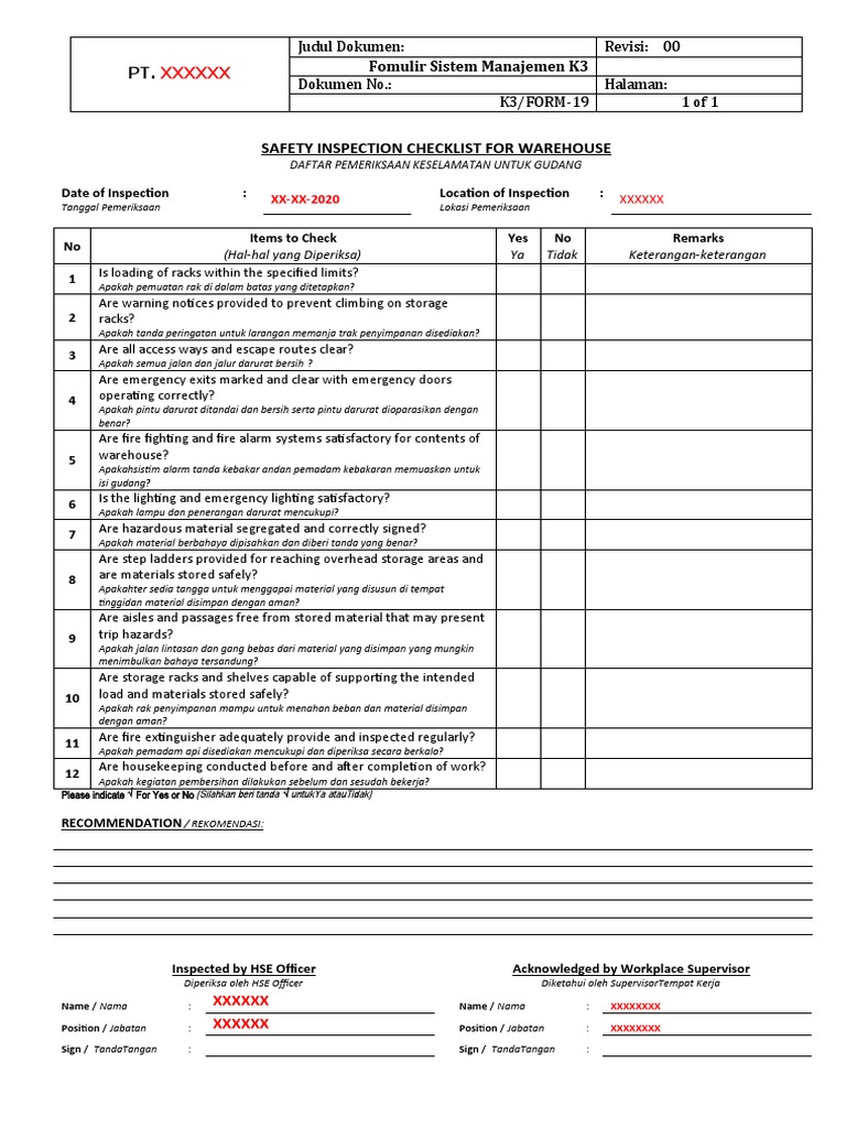 Inspeksi Warehouse | PDF