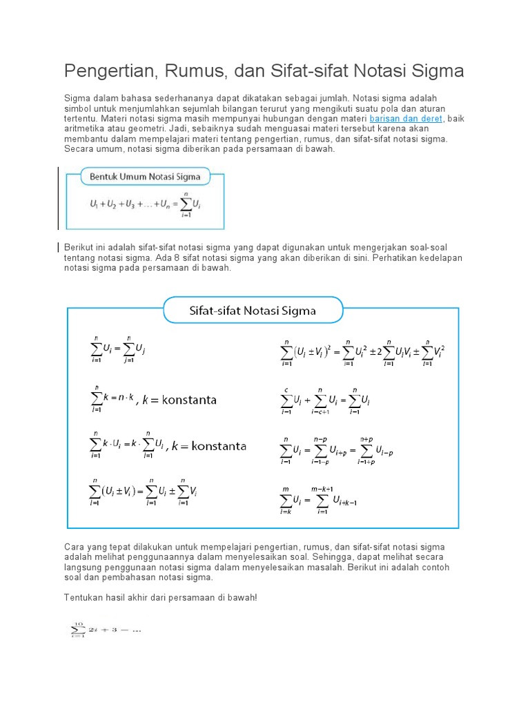 Notasi Sigma: Pengertian & Sifat | PDF