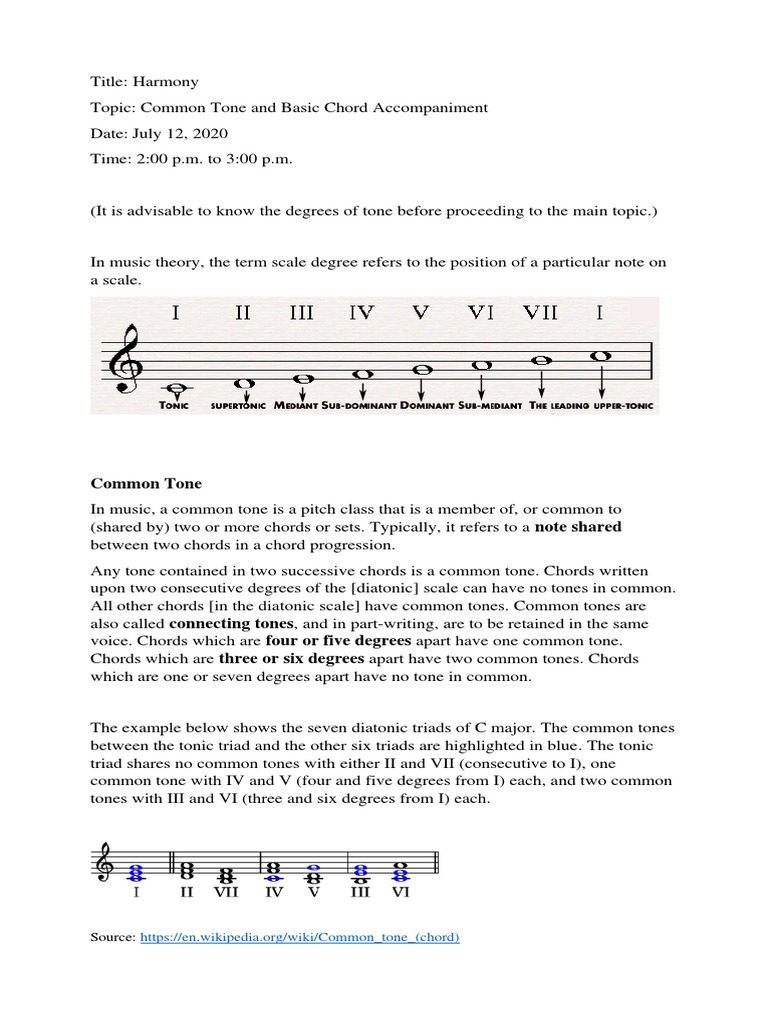 Common Tones | PDF | Chord (Music) | Scale (Music)
