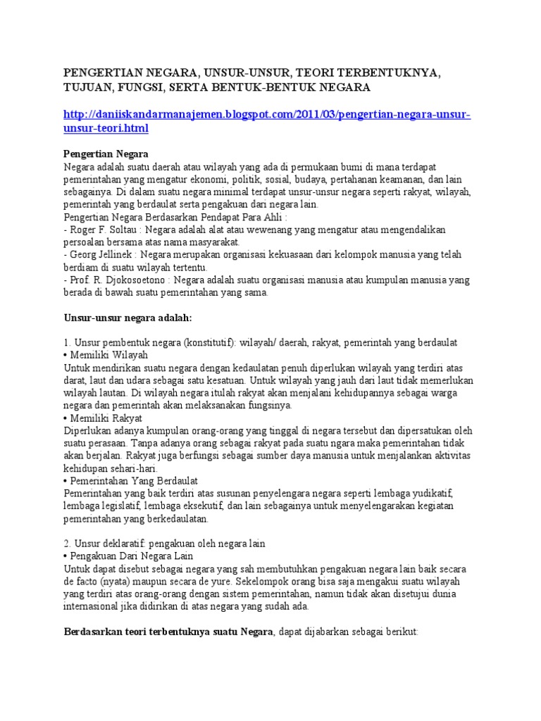 Pengertian Negara | PDF