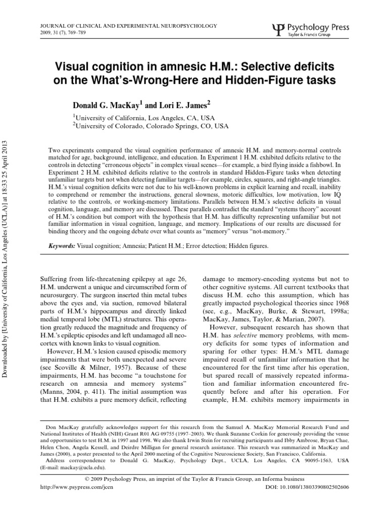 Artigo Complementar | PDF | Amnesia | Memory