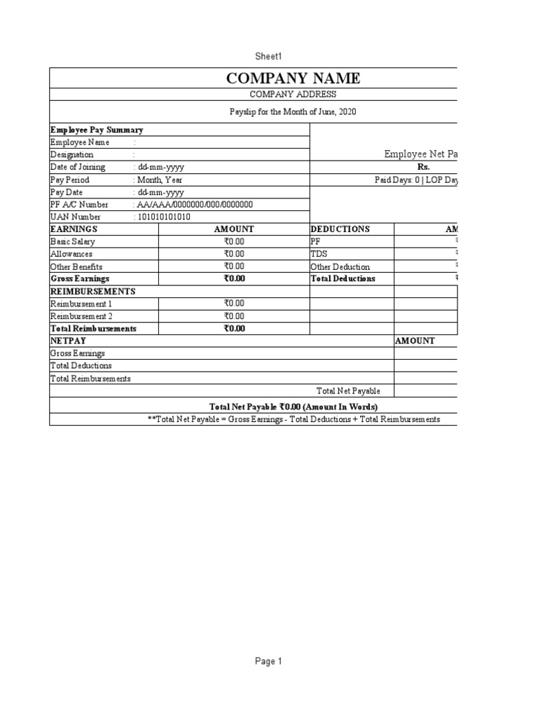 Bank Employee Pay Slip Template – Excel Word Templates, 44% OFF
