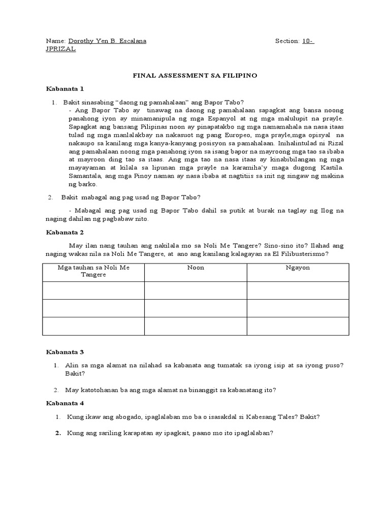Filipino Assessment Cutieeeee | PDF
