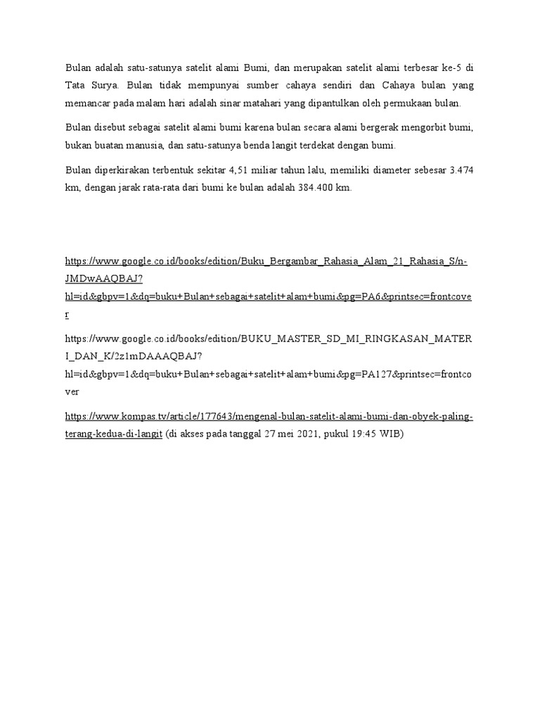 Bulan Sebagai Satelit Alam Bumi | PDF