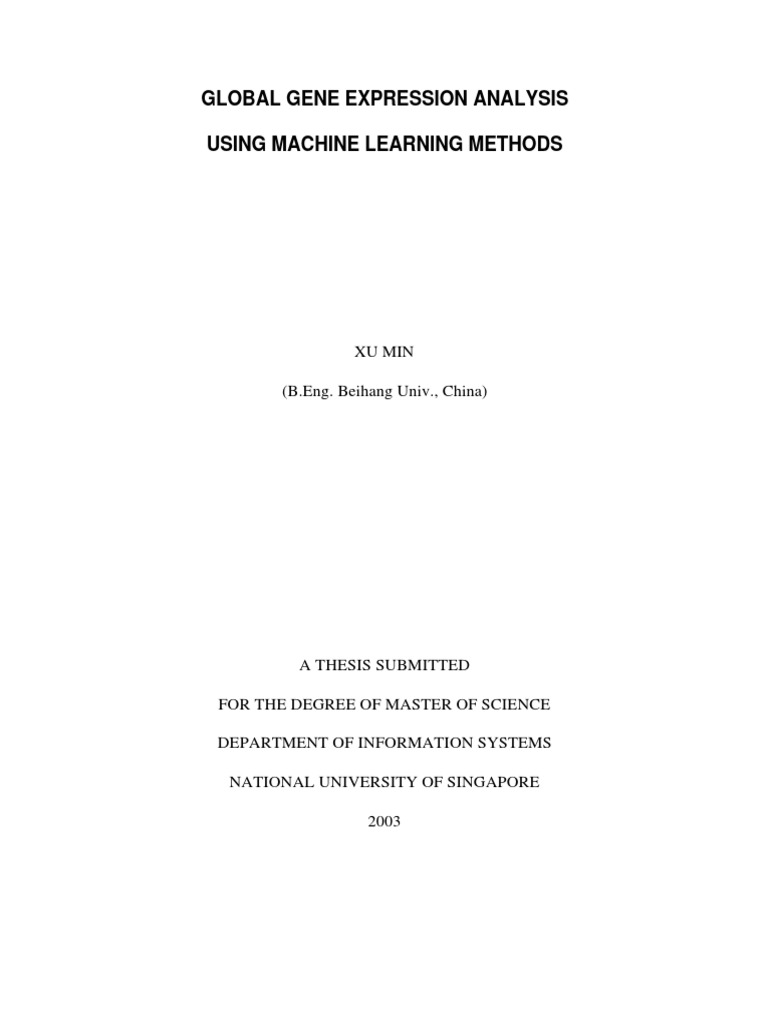 Thesis On Gene Expression Analysis | PDF | Dna Microarray | Principal ...