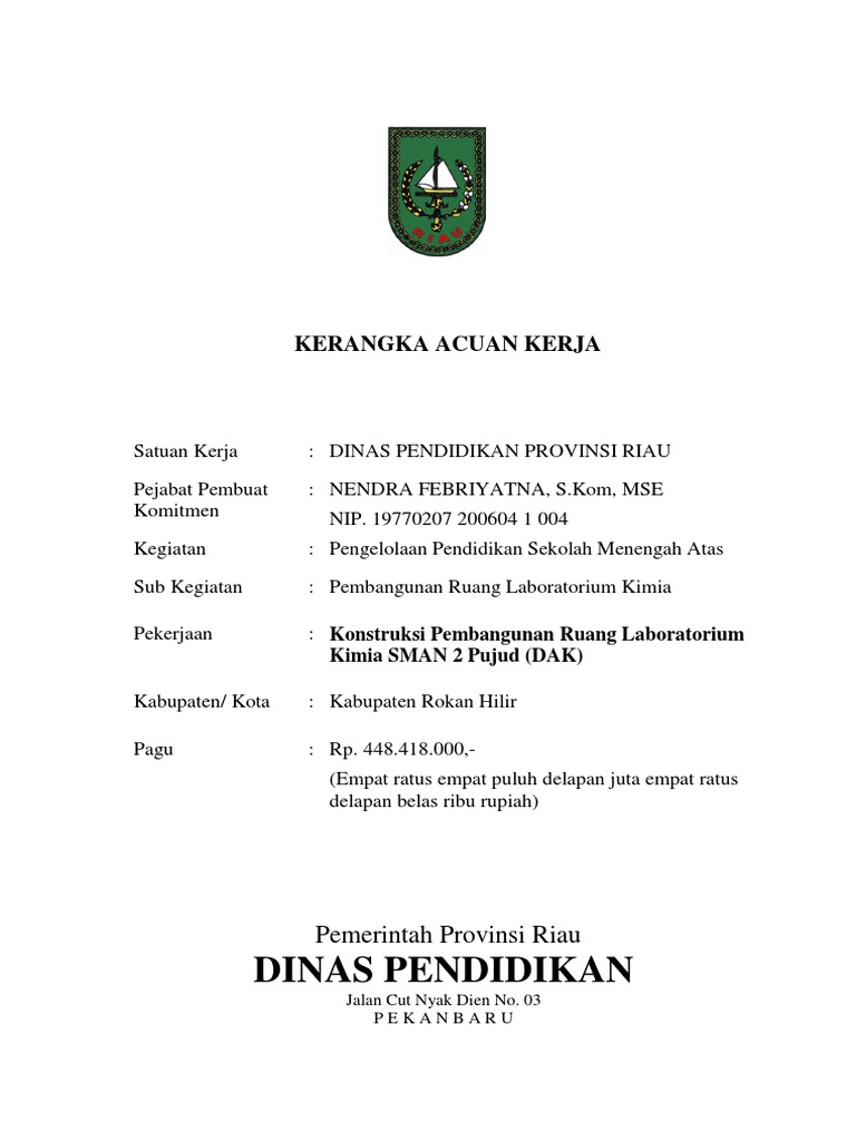 Dinas Pendidikan: Kerangka Acuan Kerja | PDF | Bisnis | Seni