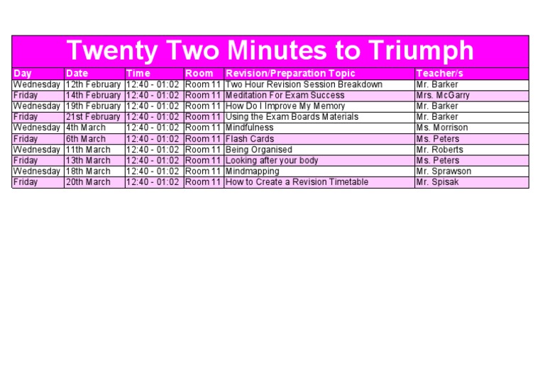 Exam Prep Sessions Schedule | PDF