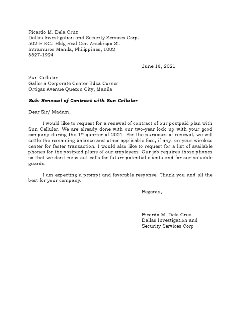 Letter of Request - Dallas Investigation and Security Services Corp | PDF