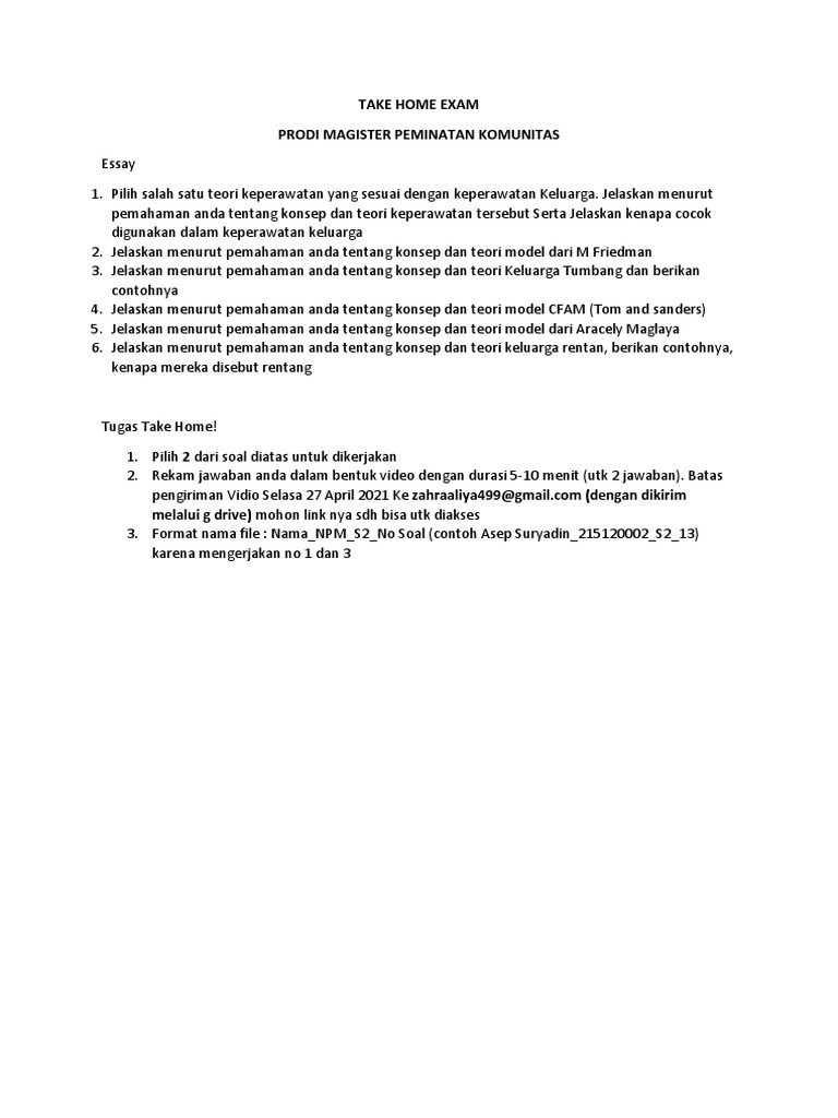 Take Home Exam Uts 21 | PDF