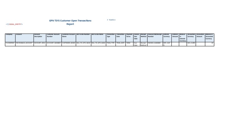 GPN TSYS Customer Open Transactions: Legal - Entity | PDF
