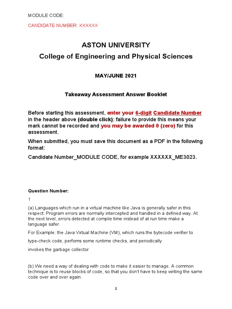 Answer Booklet. May 2021 | PDF | Subroutine | Parameter (Computer ...