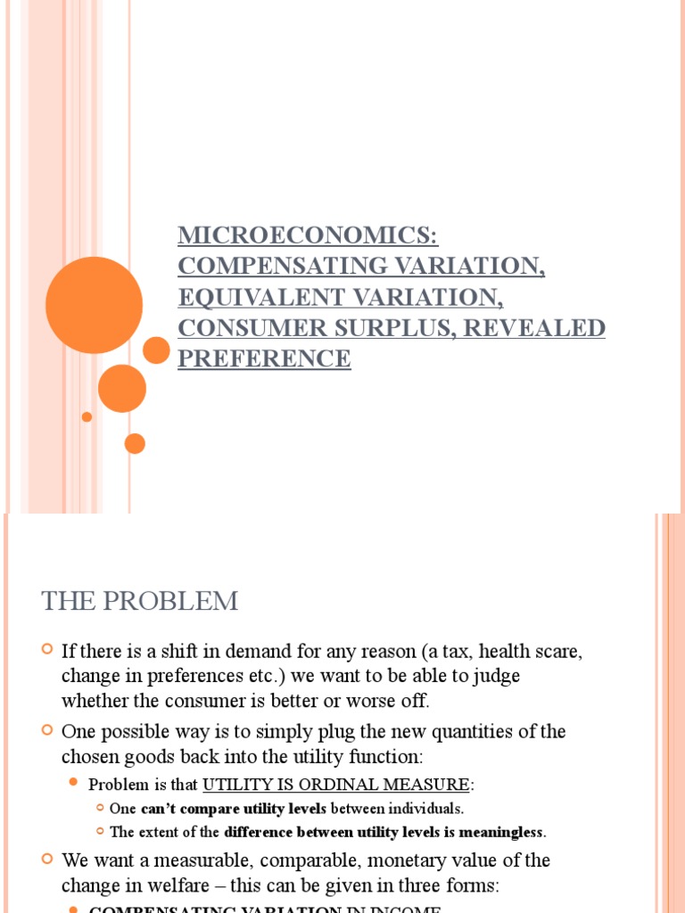 Compensating Variation, Equivalent Variation, Consumer Surplus ...