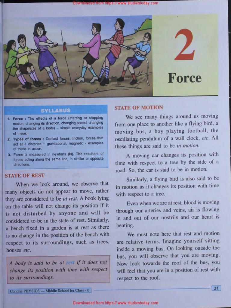 ICSE Class 6 Physics Chapter 2 Force | PDF