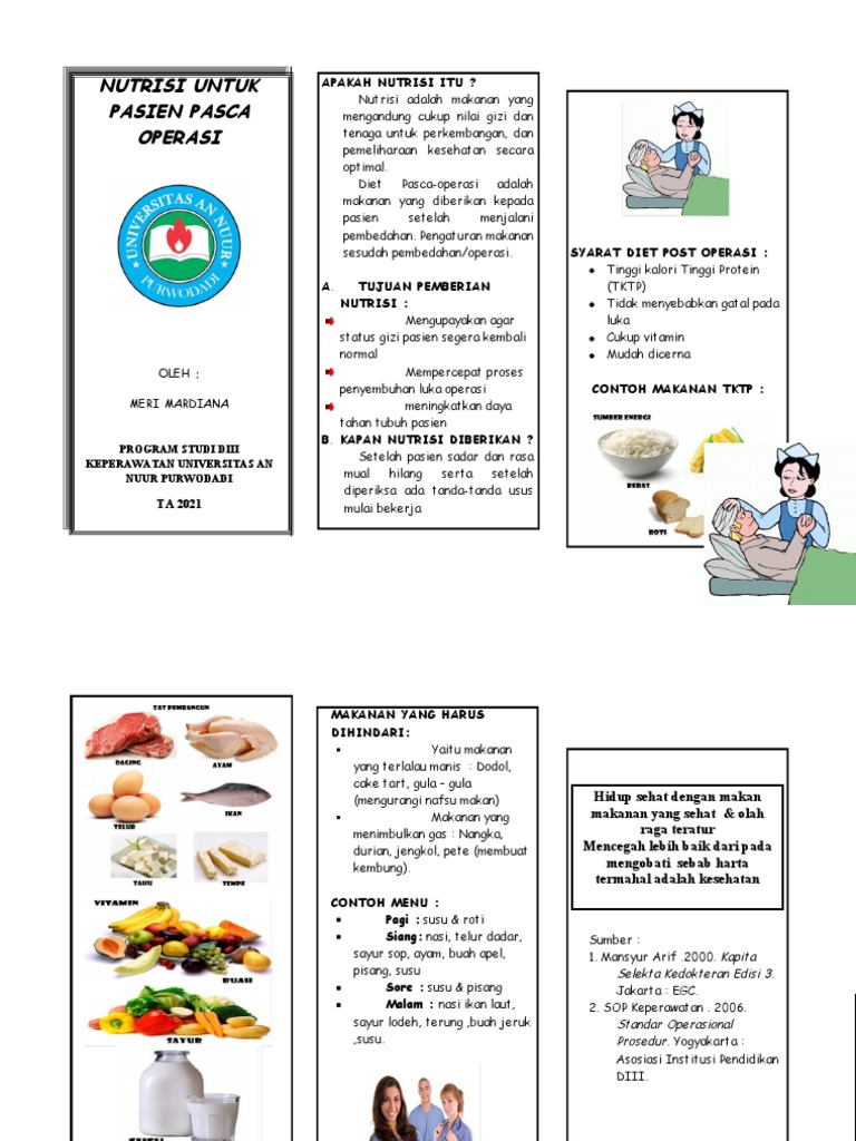Leaflet Nutrisi Post Op | PDF | Kesehatan Holistik