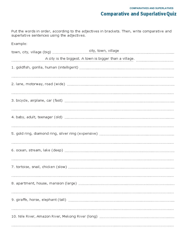Comparative and Superlative Quiz | PDF | Syntax | Morphology