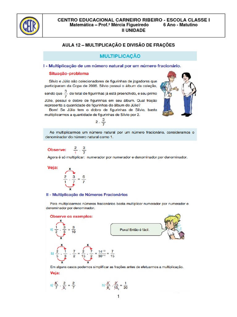 Atividade - Multiplicação e Divisão de Frações | PDF