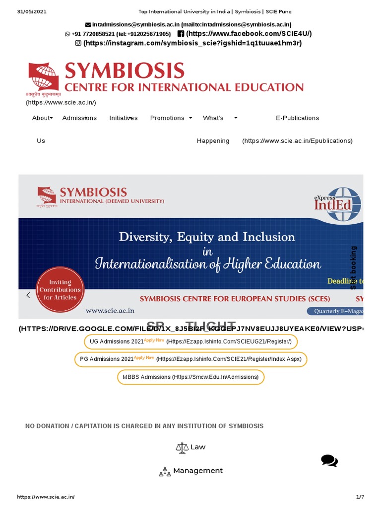 Top International University in India - Symbiosis - SCIE Pune | PDF