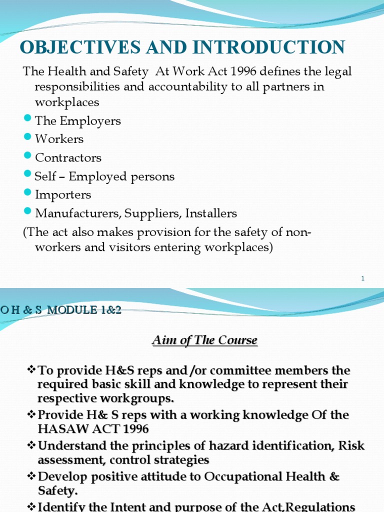 Objectives and Introduction | PDF | Occupational Safety And Health ...