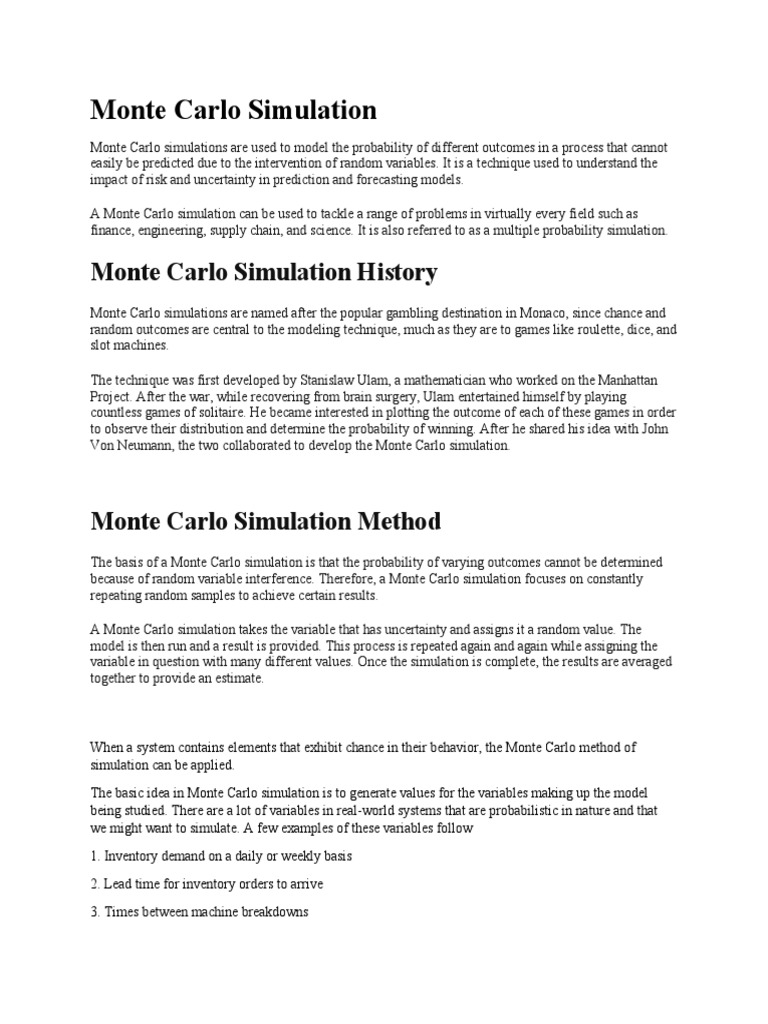 Monte Carlo Simulation Explained | PDF | Monte Carlo Method | Randomness