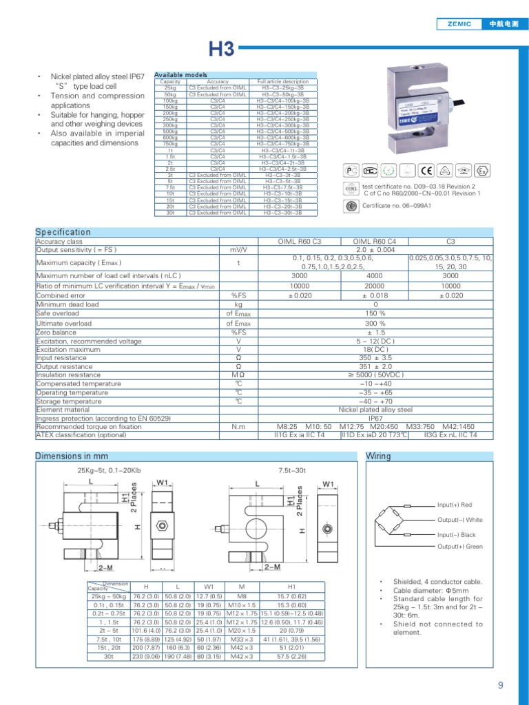Zemic H3-Datasheet1 | PDF | Electrical Resistance And Conductance ...