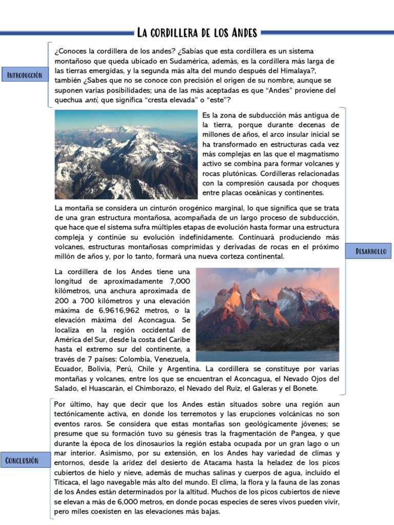 La Cordillera de Los Andes | PDF | Andes | Montañas