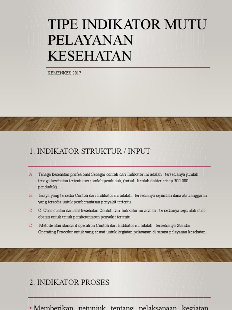Tipe Indikator Mutu Pelayanan Kesehatan | PDF