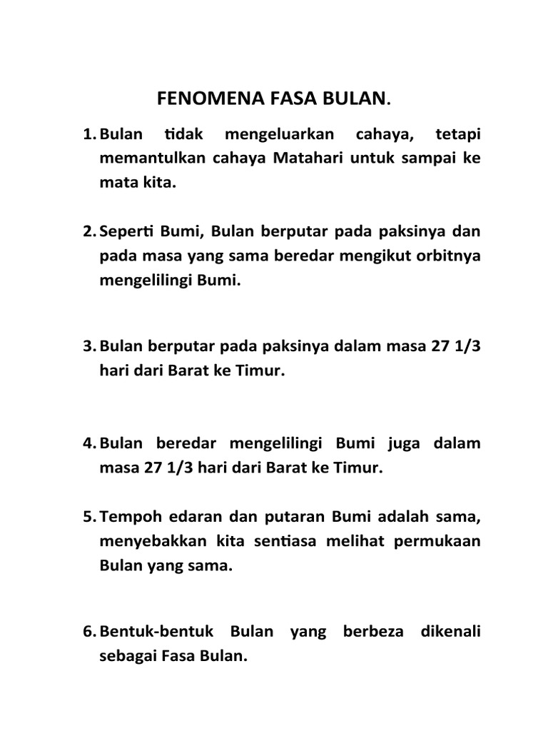 Fase Bulan dan Pergerakannya | PDF | Sains & Matematika
