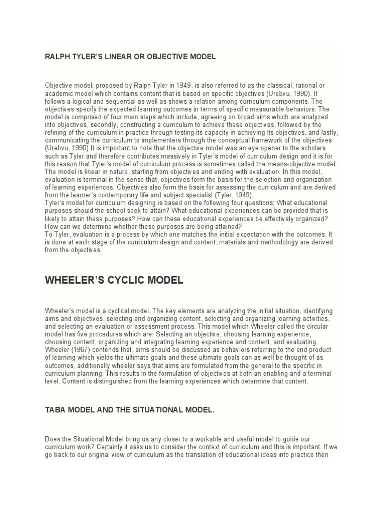 Wheeler'S Cyclic Model | Download Free PDF | Conceptual Model | Curriculum